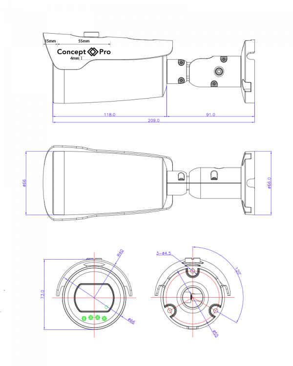 5MP IP Motorised Zoom Bullet Camera - Concept Pro